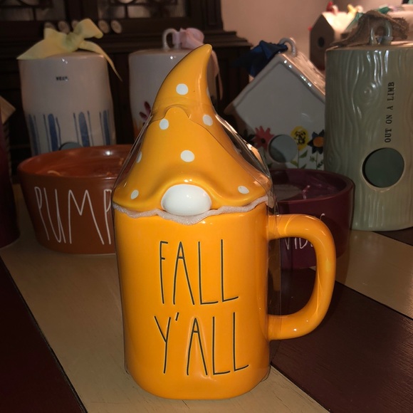 Rae Dunn | Kitchen | Rae Dunn Fall Yall Mug With Gnome Topper Yellow ...
